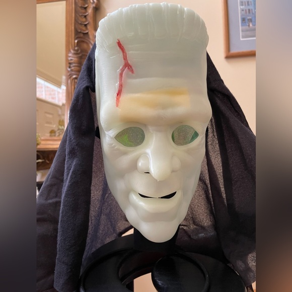 Holiday | Vintage Frankenstein Halloween Mask Plastic W Hood Glowing ...